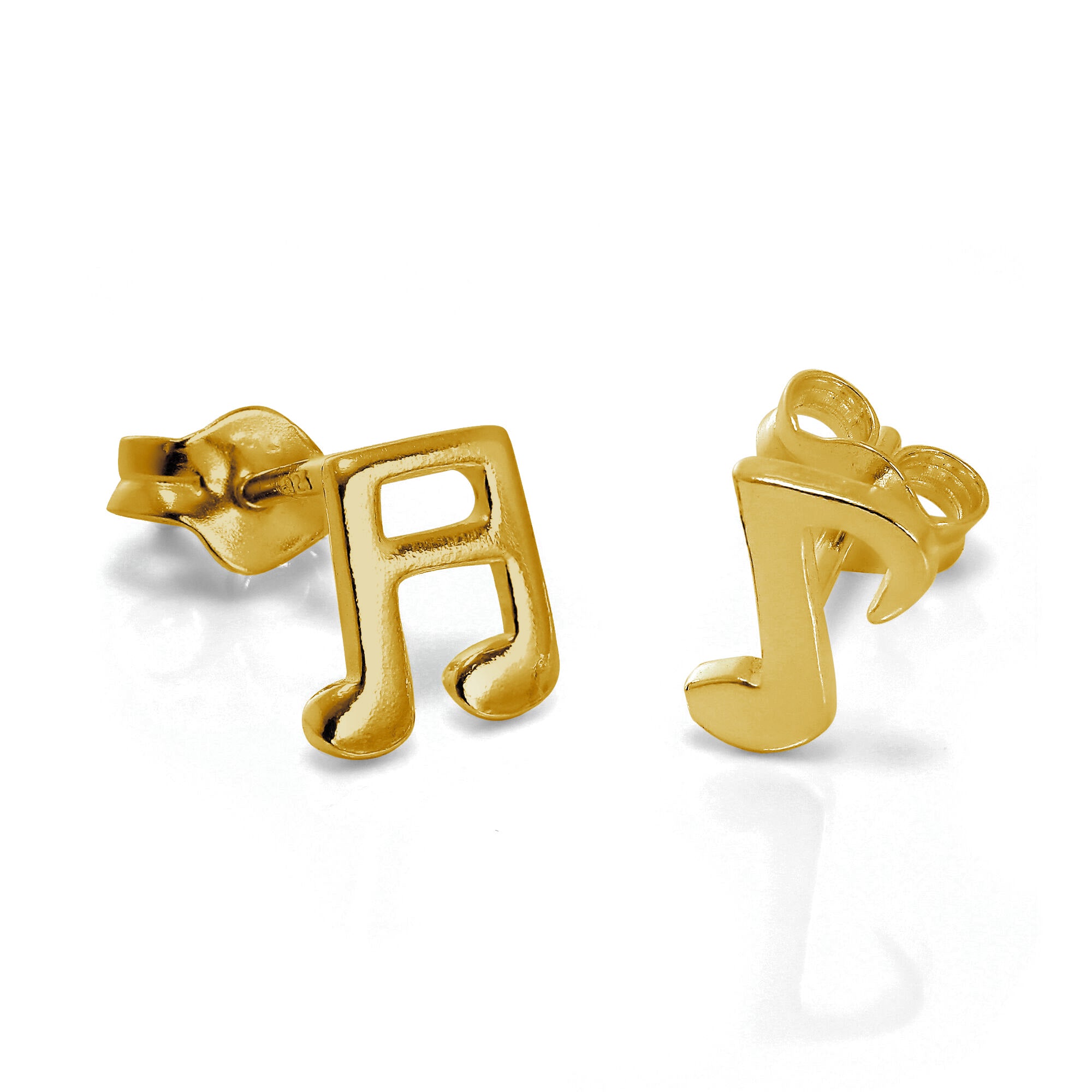 Gold Plated Silver Music Notes Stud Earrings | jewellerybox