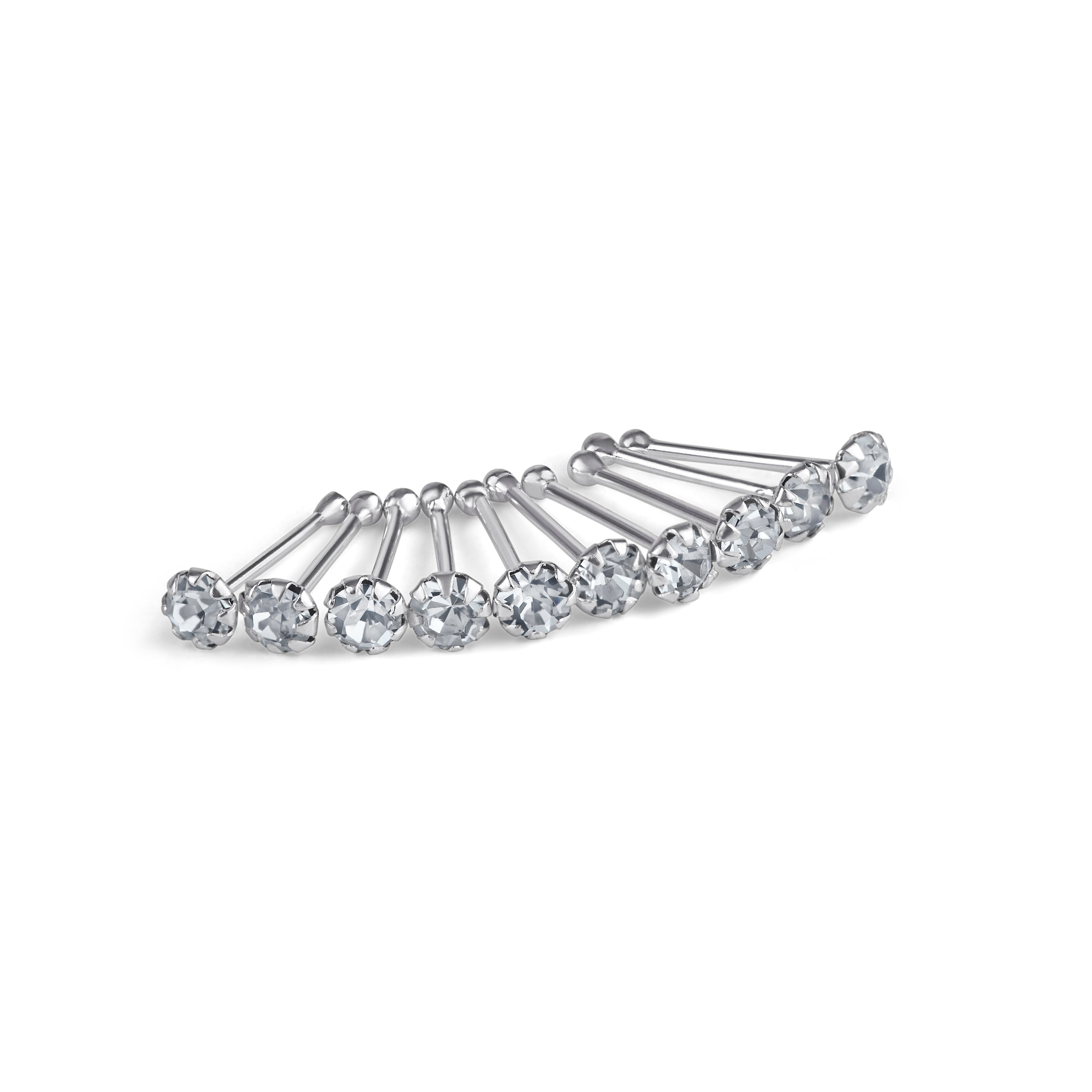10 x Sterling Silver CZ Ball End 24Ga Nose Studs | jewellerybox