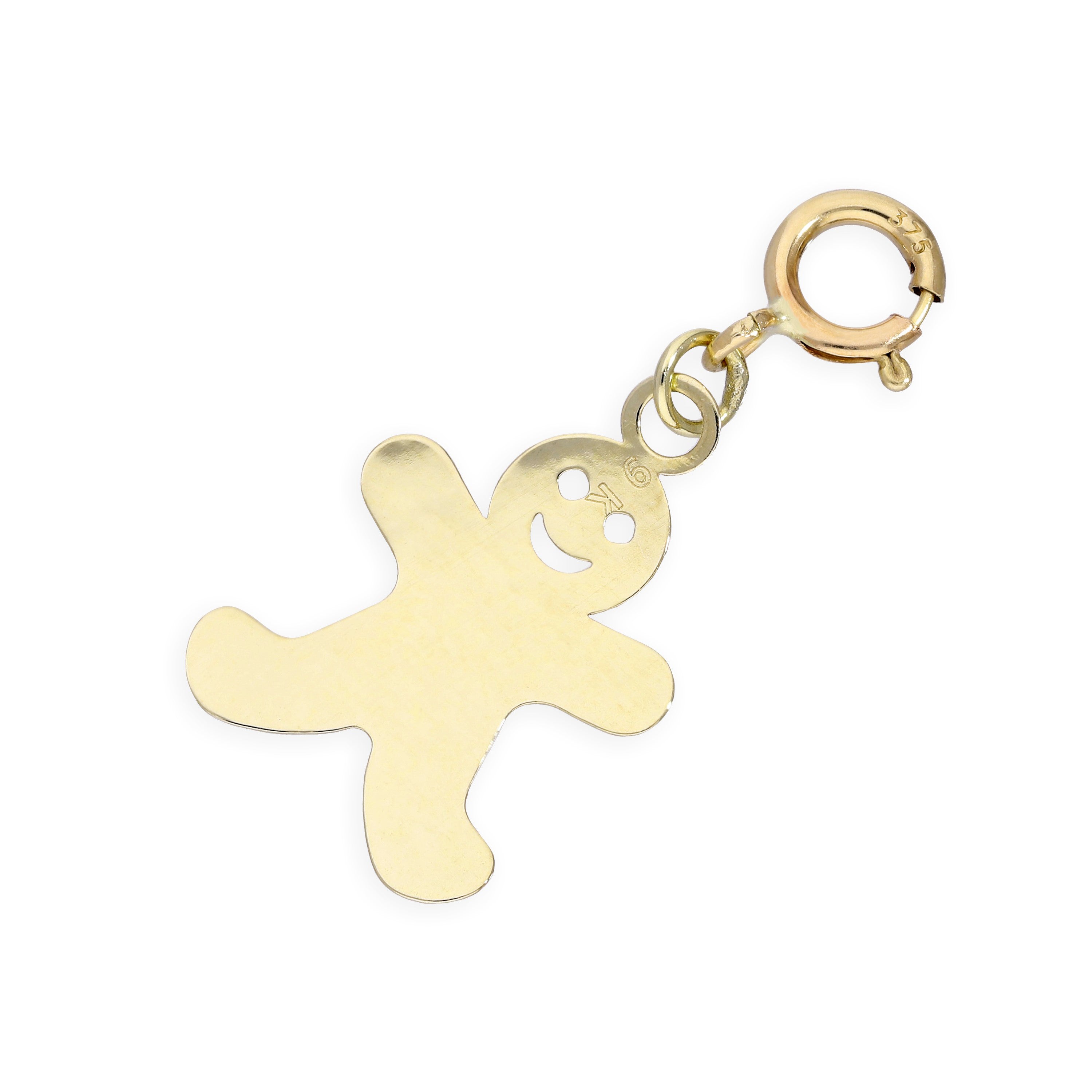 9ct Gold Gingerbread Man Clip on Charm | jewellerybox