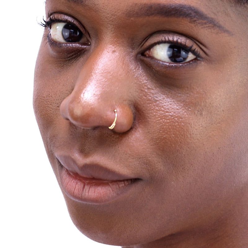 9ct Gold Green & Light Blue Opal 22Ga Nose Ring Set | jewellerybox