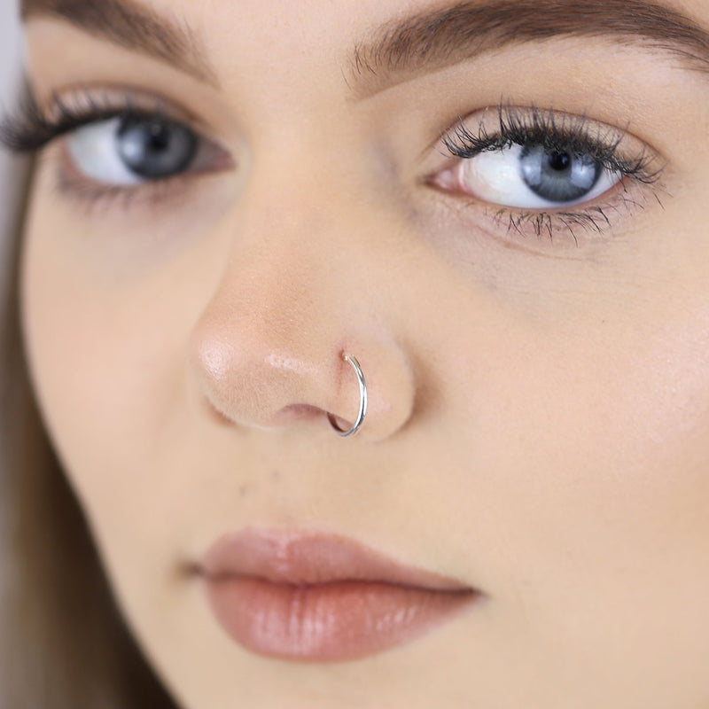 9ct Gold Green & Light Blue Opal 22Ga Nose Ring Set | jewellerybox